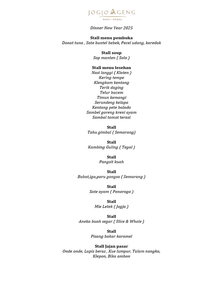 Dinner New Year 2025 | PDF