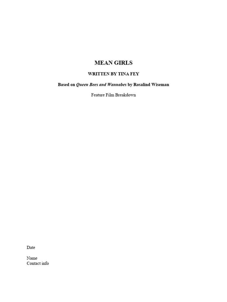 Mean Girls Film Breakdown Guide | PDF