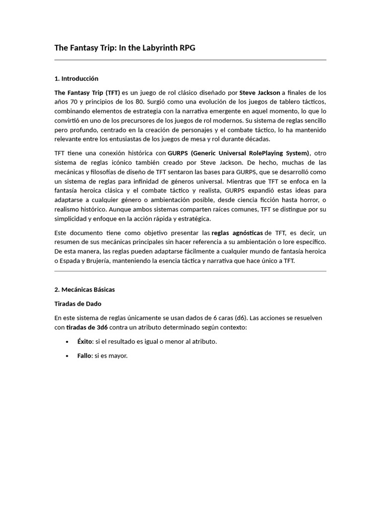 Reglas Básicas de The Fantasy Trip RPG | PDF | Juegos de rol