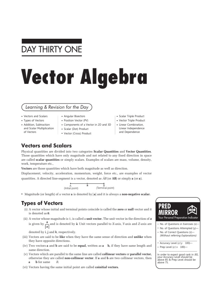 Vector algebra | PDF | Euclidean Vector | Linear Algebra