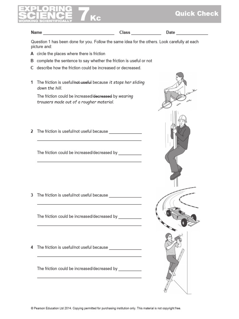 Understanding Friction: Quick Check Activity | PDF