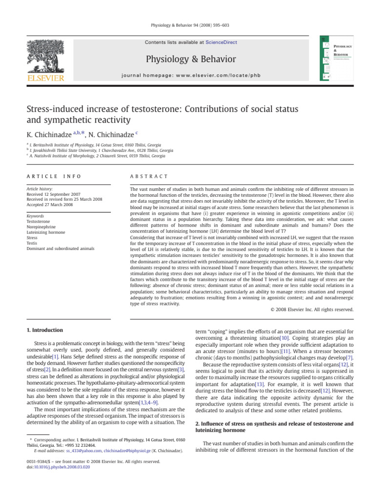 Chichina d Ze 2008 | PDF | Stress (Biology) | Luteinizing Hormone