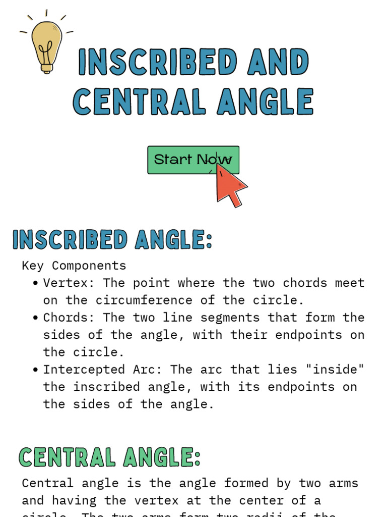 Inscribed and Central Angle | PDF | Circle | Angle