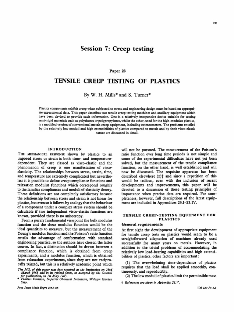 Tensile Creep Testing of Plastics | PDF | Young's Modulus | Viscoelasticity
