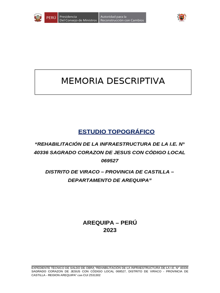 1.5 Memoria Descriptiva de Estudio Topográfico | PDF | Topografía | Cartografía