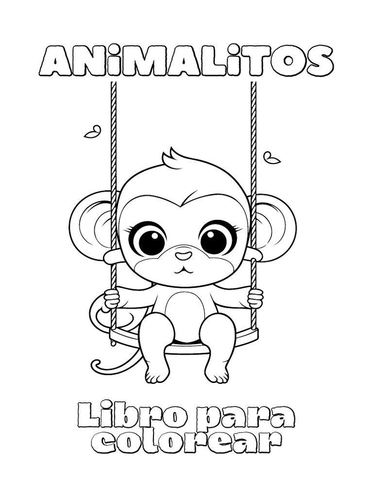 Documento A4 Hojas Láminas Dibujos Animales Contorno Ilustrado Blanco y ...