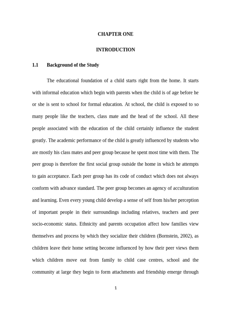 CHAPTER ONE Influence of Peer Pressure OMODUDU | PDF | Motivational ...