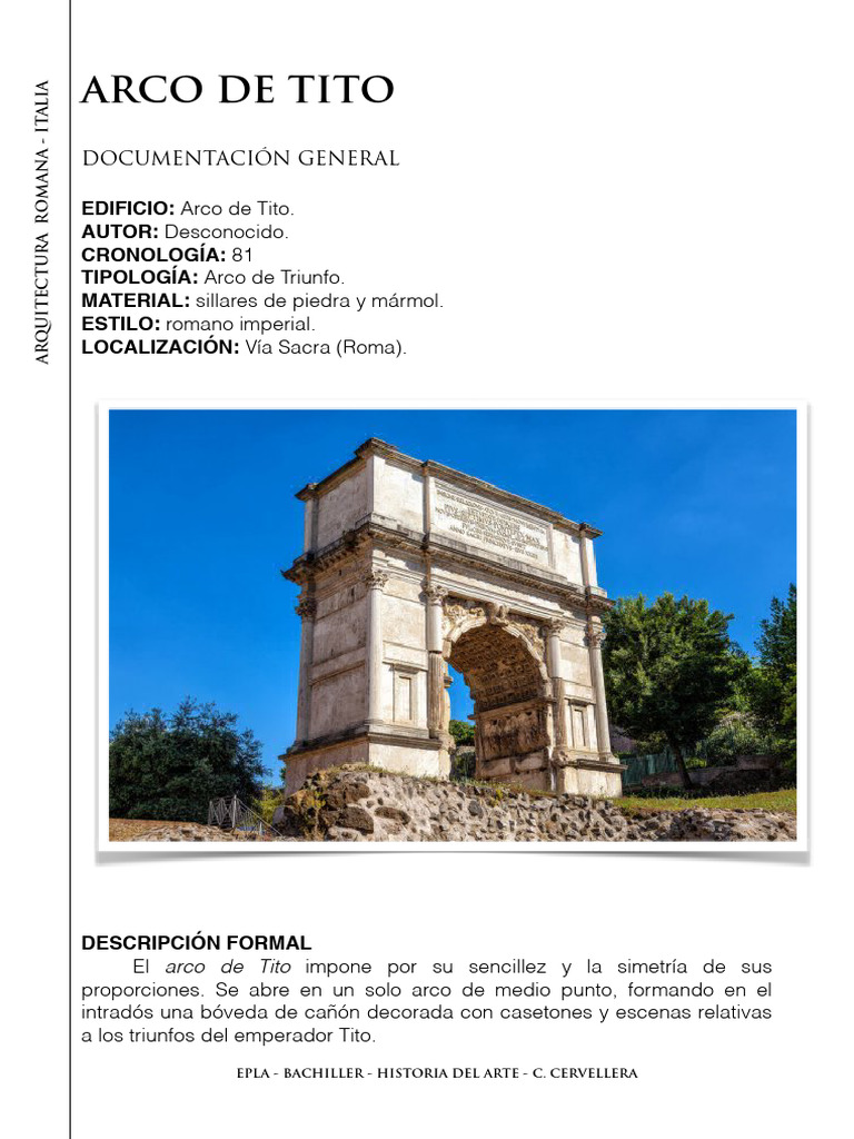 Arco de Tito: Icono de Triunfo Romano | PDF