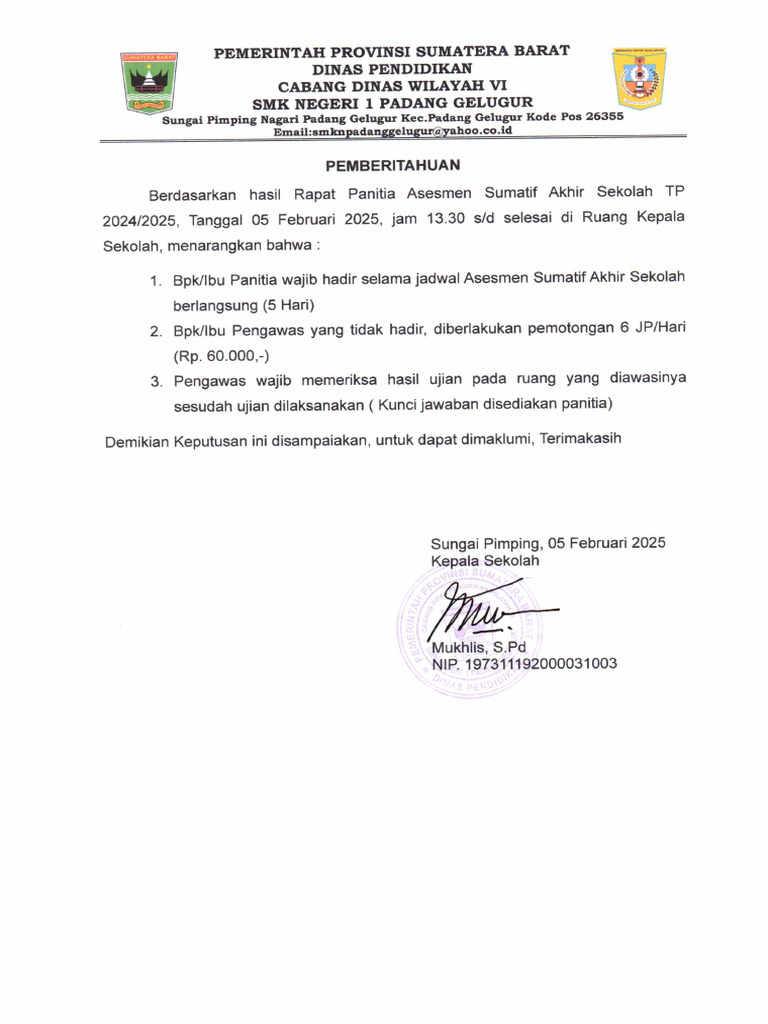 Keputusan Rapat Panitia Sumatif TP 24.25 | PDF