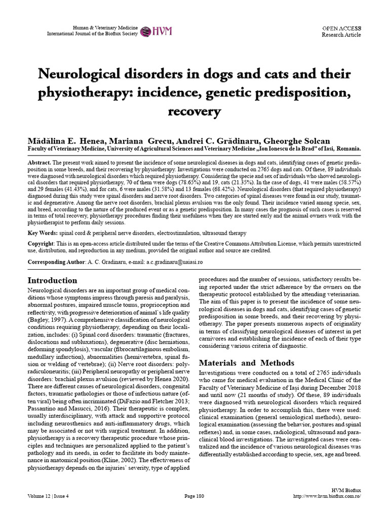 Neurological Disorders in Pets: Incidence & Recovery | PDF | Neurology ...