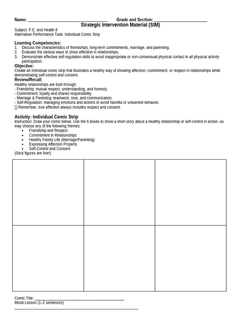 SIM_Healthy_Relationships_Worksheet | PDF | Emotional Self Regulation ...