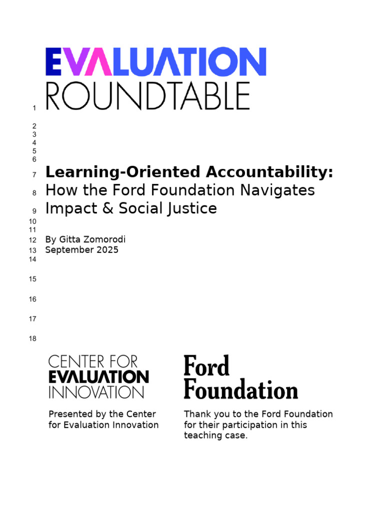 Ford Foundation Teaching Case_LL | PDF | Evaluation | Economic Inequality