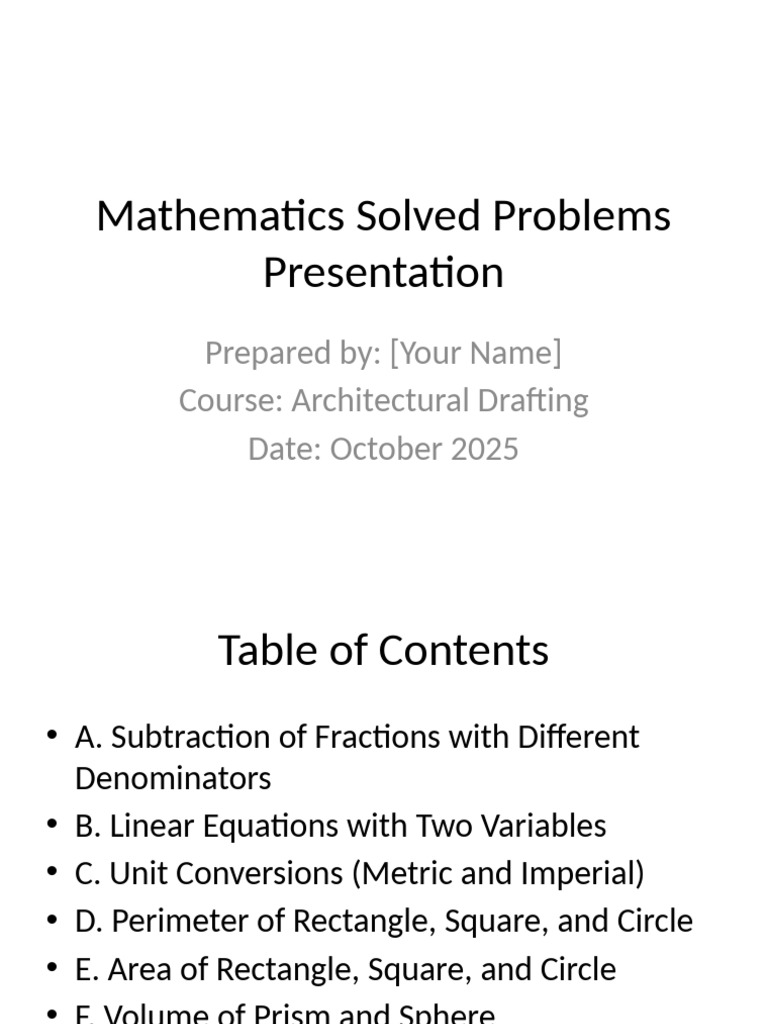 Mathematics Solved Problems Presentation | PDF