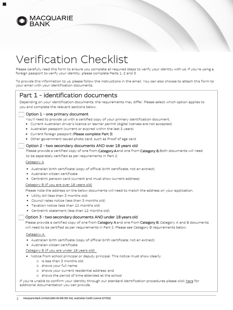 Identity Verification Checklist Guide | PDF | Identity Document | Birth ...