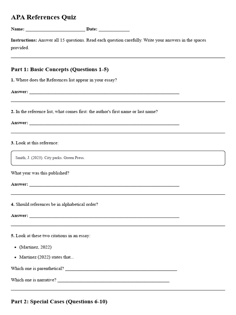 APA References Concept Checking Questions CCQs | PDF | Citation | Apa Style