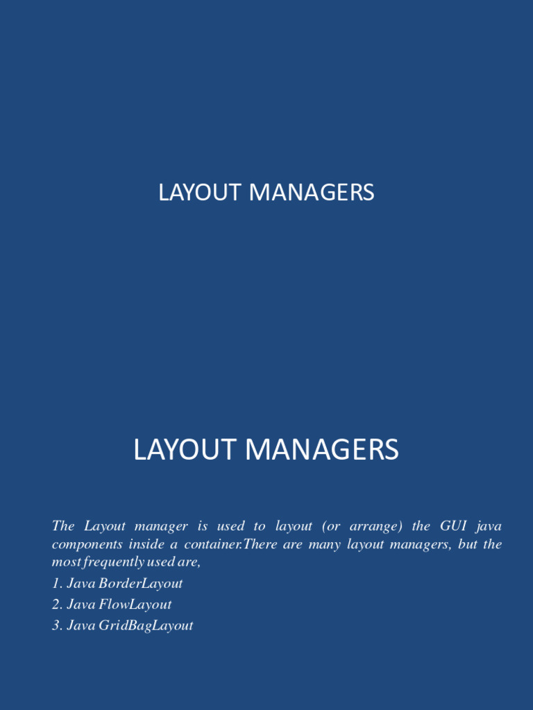 Java GUI Layout Managers Explained | PDF