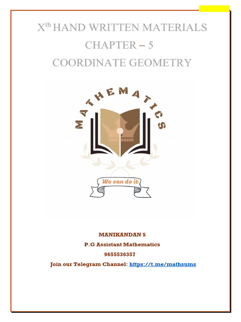 10th - Chapter 5 - Maths Hand Written Material - MR S.manikandan | PDF