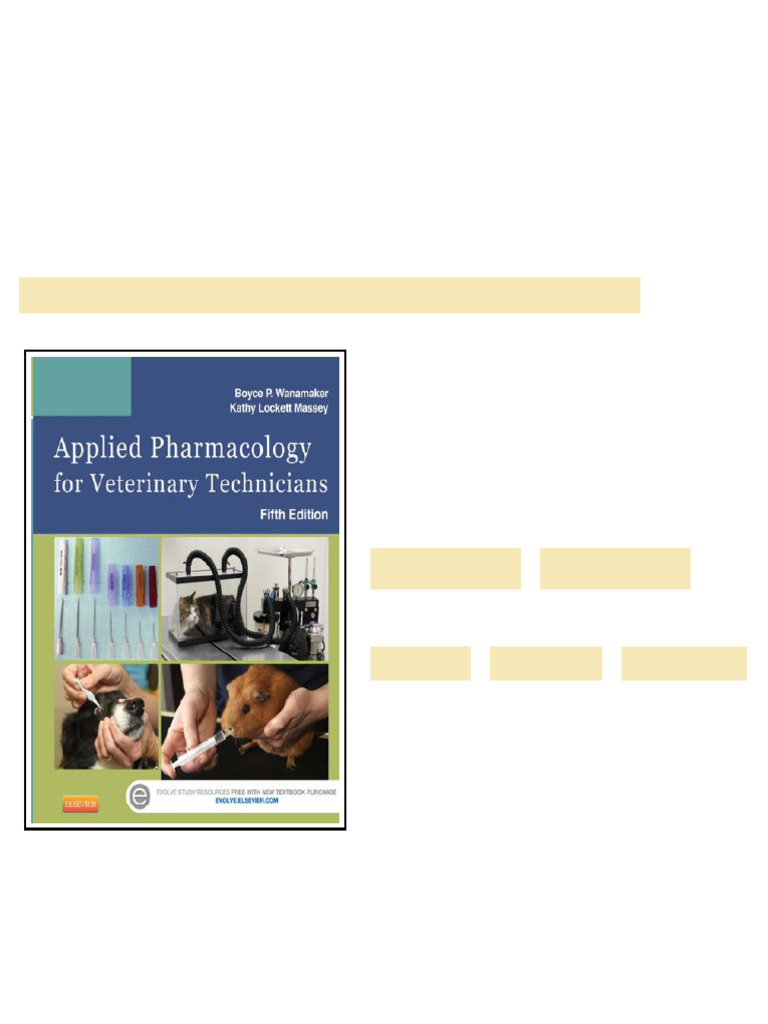 Applied pharmacology for veterinary technicians Fifth Edition. Edition ...