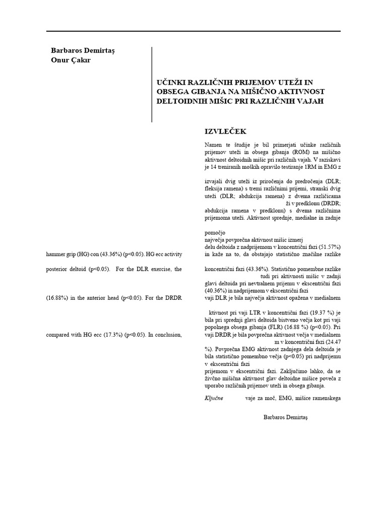 The Effects of Handgrip and ROM Variations On Muscle Activity in ...