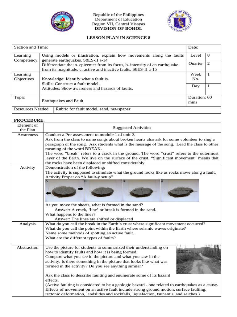 PLP Science8 Quarter2 w1 d1 | PDF | Earthquakes | Fault (Geology)