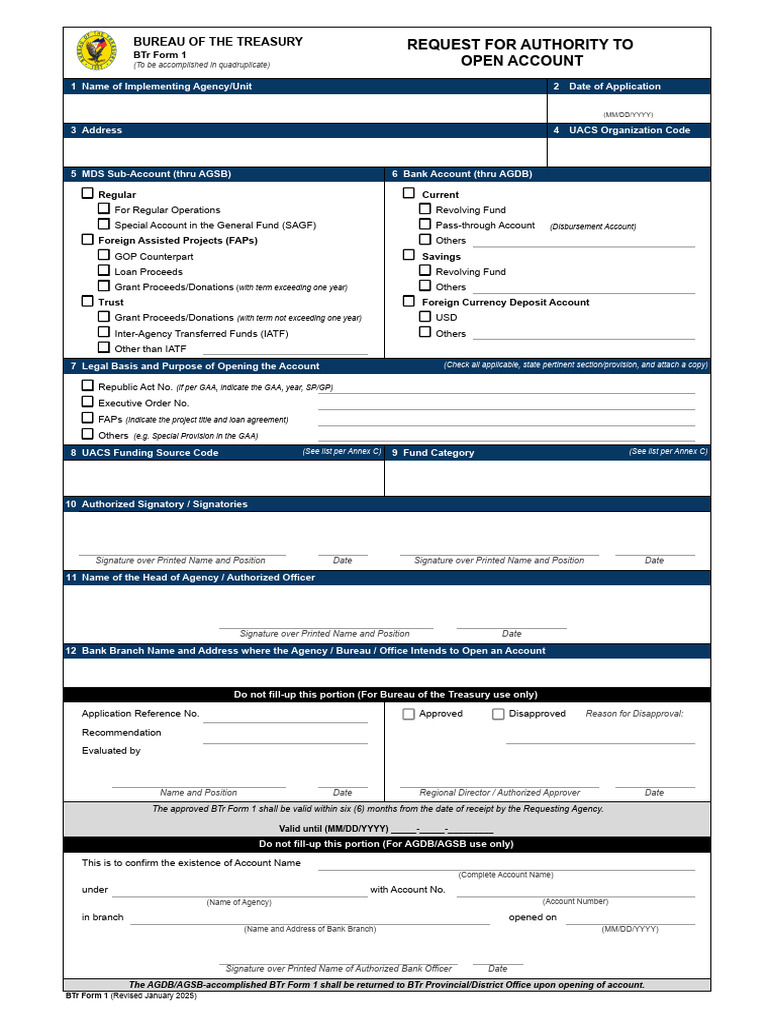 BTr Form 1: Account Opening Request | PDF | Banks | Banking