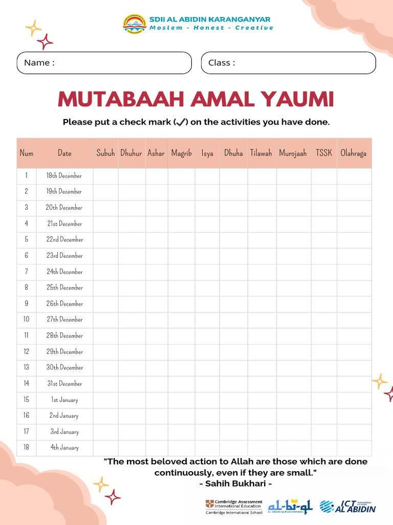 Mutabaah siswa (1) | PDF