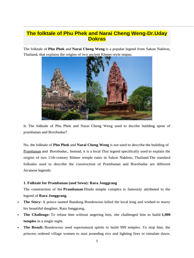 Phu Phek and Narai Cheng Weng Folktale | PDF