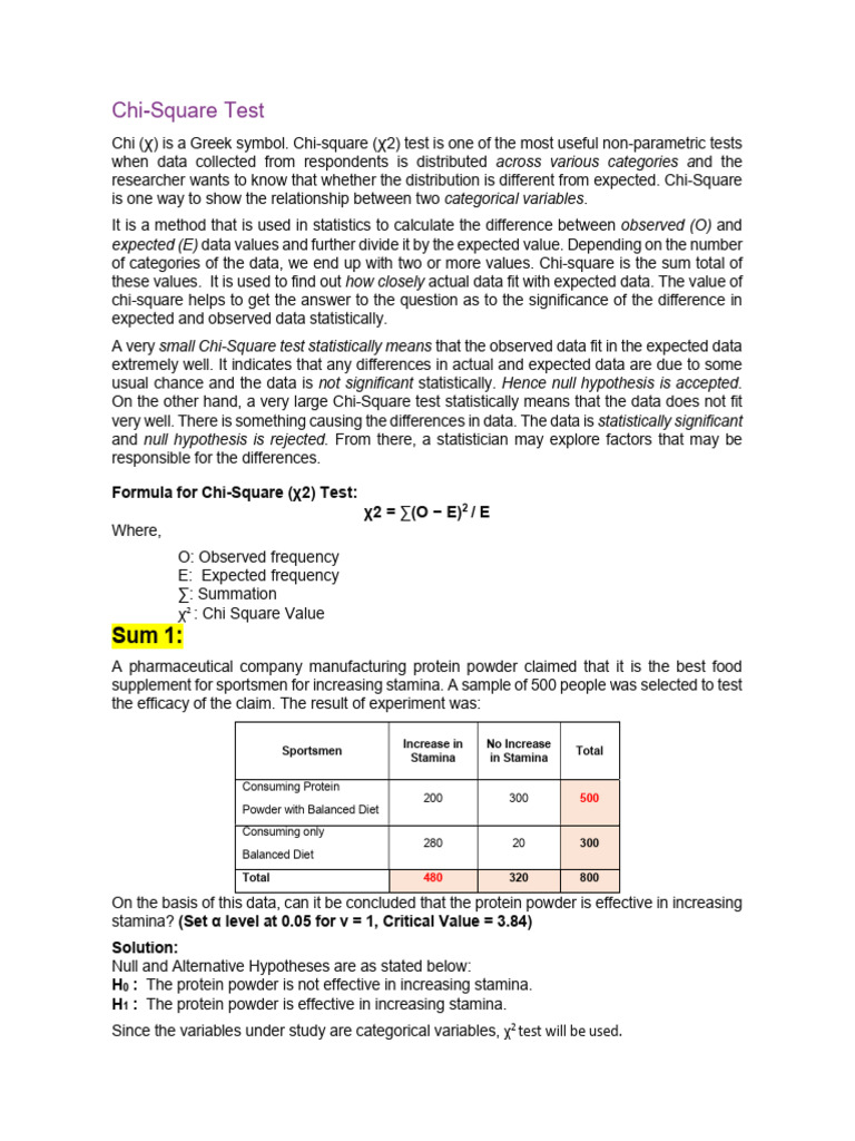 Chi-square Test Theory and Sums PDF | PDF | Chi Squared Test | Statistics