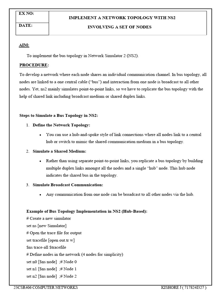 Kisho CN EX 1 | PDF | Network Topology | Computer Networking