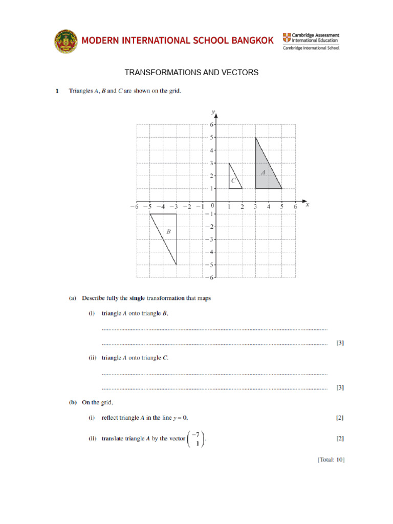 Transformations and Vectors Non-Calculator | PDF