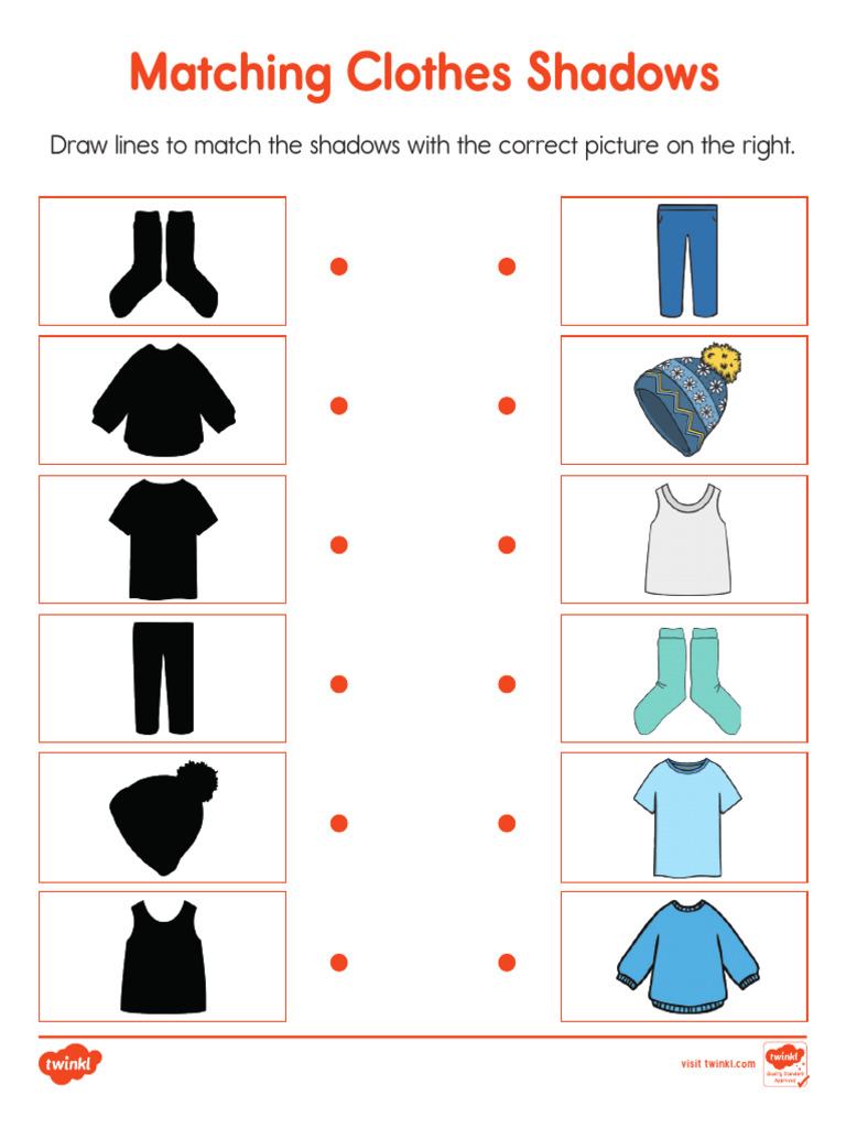 Us Se 94 Clothes Shadow Matching Activity Ver 1 | PDF