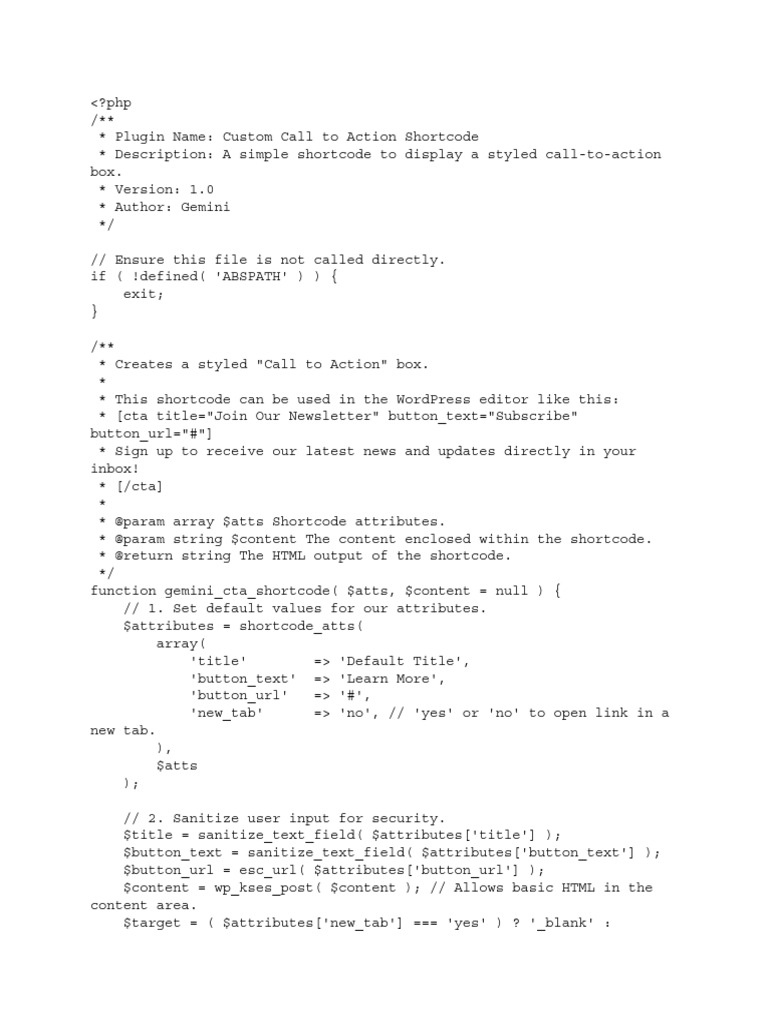 Custom Call to Action Shortcode | PDF | Html | Computing