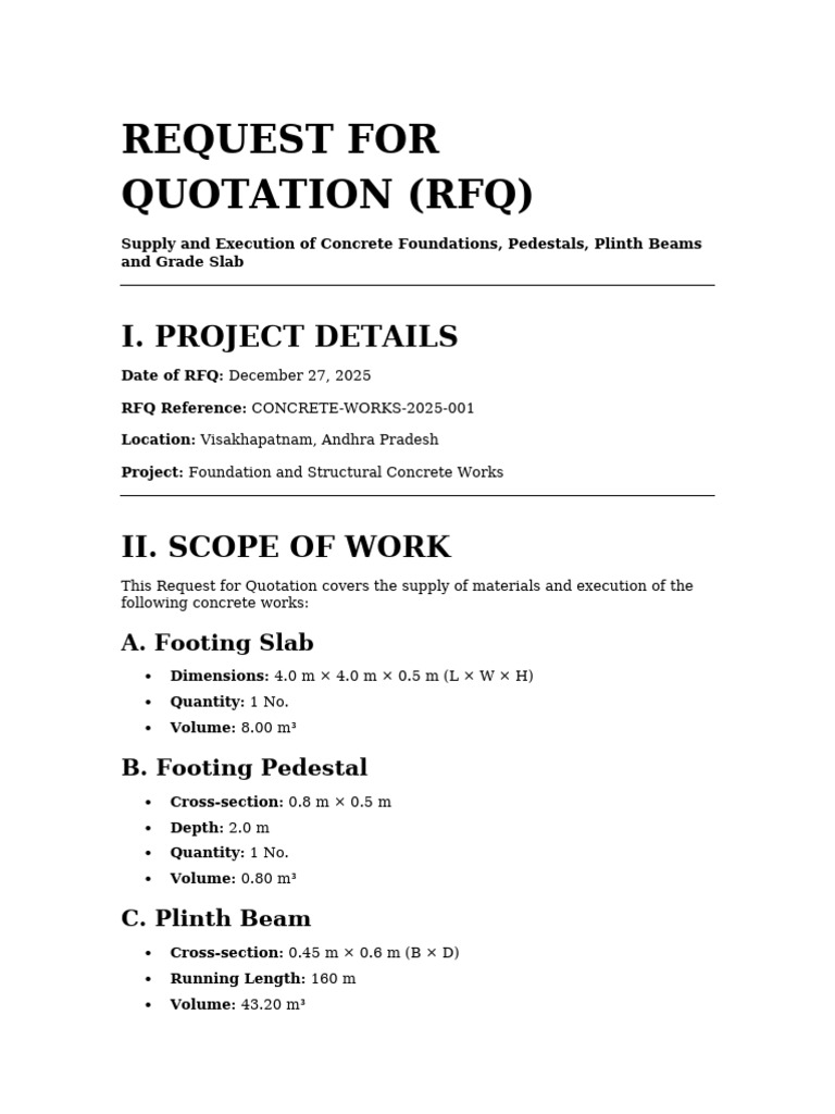 Concrete Works RFQ | PDF | Concrete | Mechanical Engineering