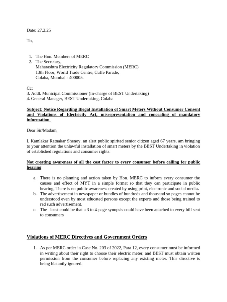 Notice 27.2.25 Illegal Installation of Smart Meters (2) | PDF | Justice ...