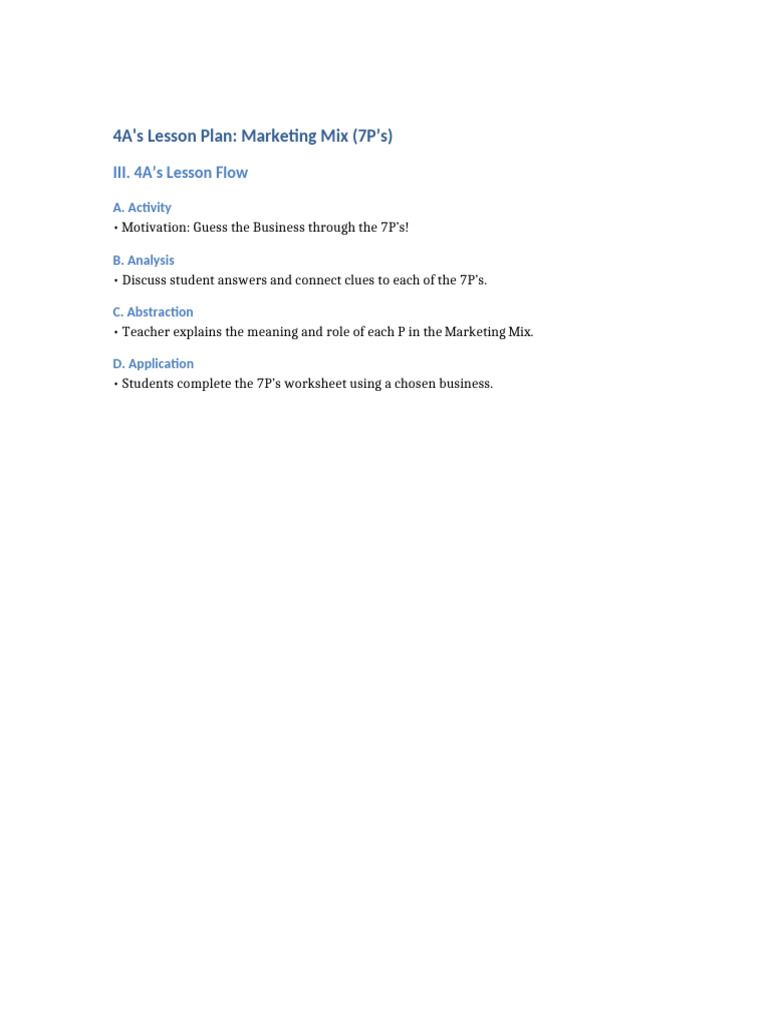 4As Lesson Plan Integrated | PDF