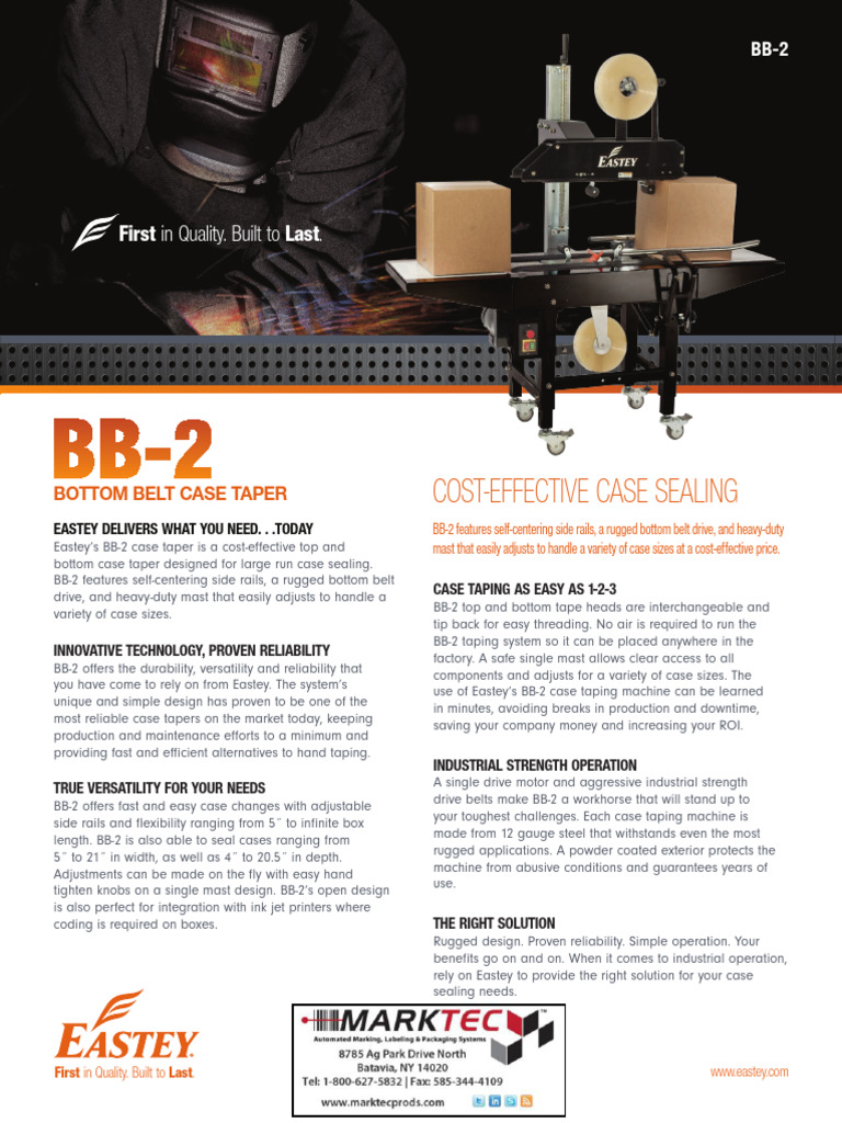 Eastey BB 2 Bottom Belt Case Sealer | PDF | Equipment | Manufactured Goods