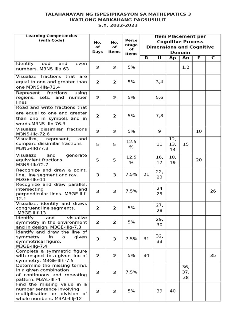 Math 3rd Tos | PDF | Numbers | Perpendicular
