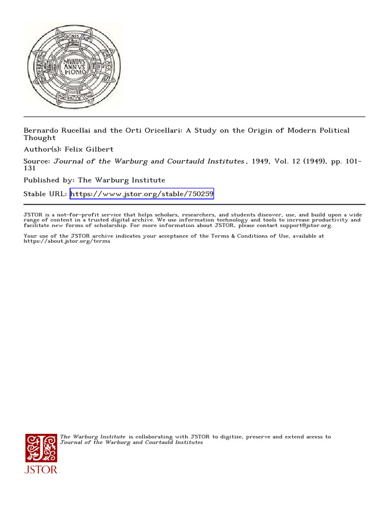 Rucellai's Impact on Political Thought | PDF | Florence | House Of Medici