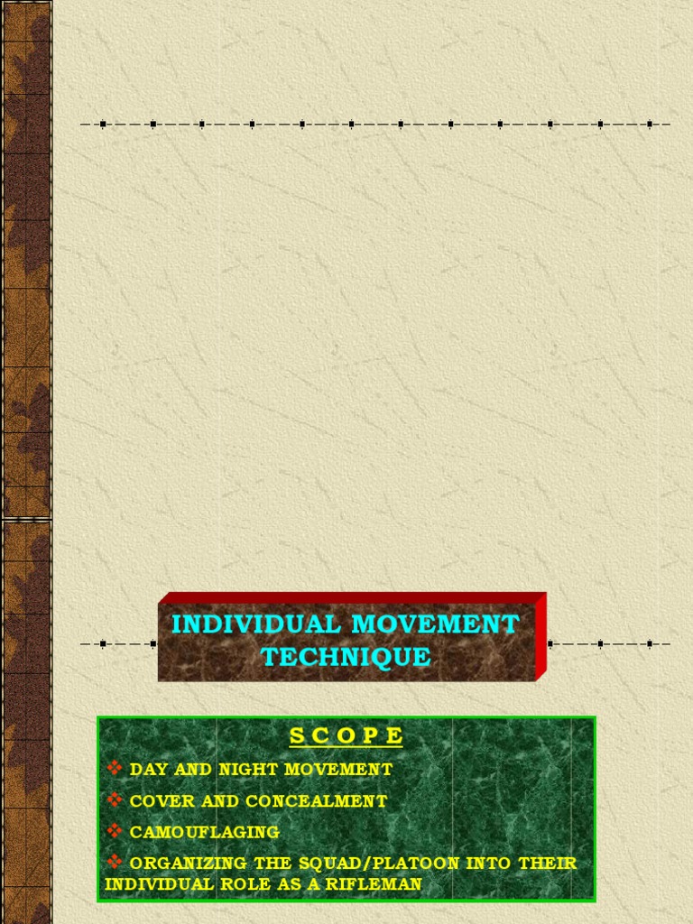 Individual Movement Techniques Overview | PDF | Camouflage | Foot