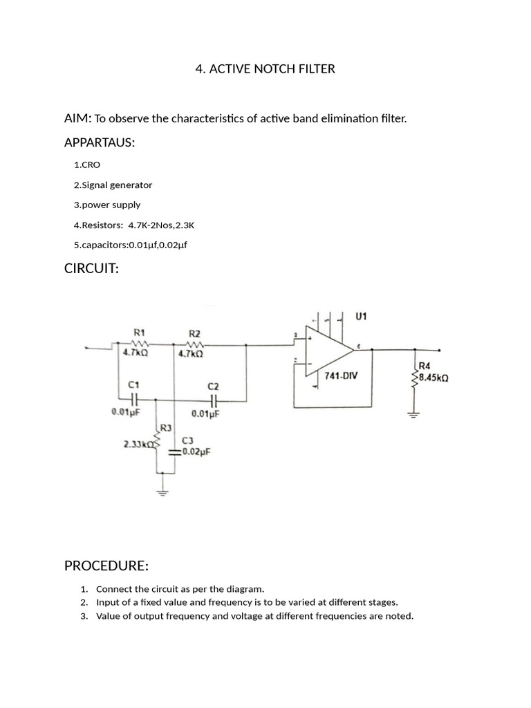 Active Notch Filter | PDF