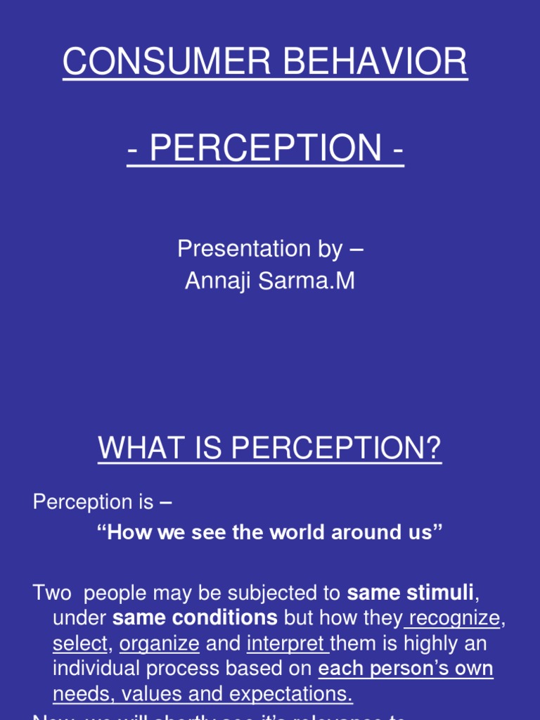 Consumer Perception Pdf Perception Senses