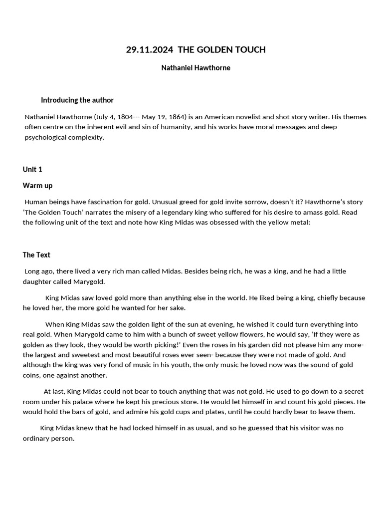 The Golden Touch | PDF | Mahatma Gandhi