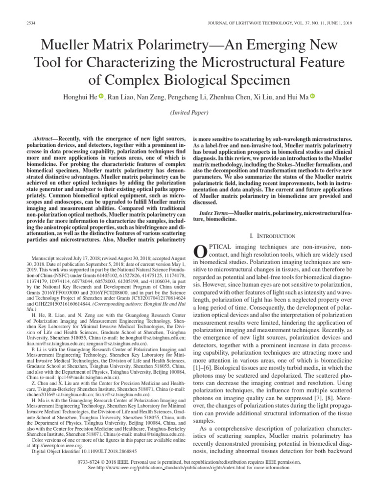 Mueller matrix microscope: a quantitative tool to facilitate detections ...
