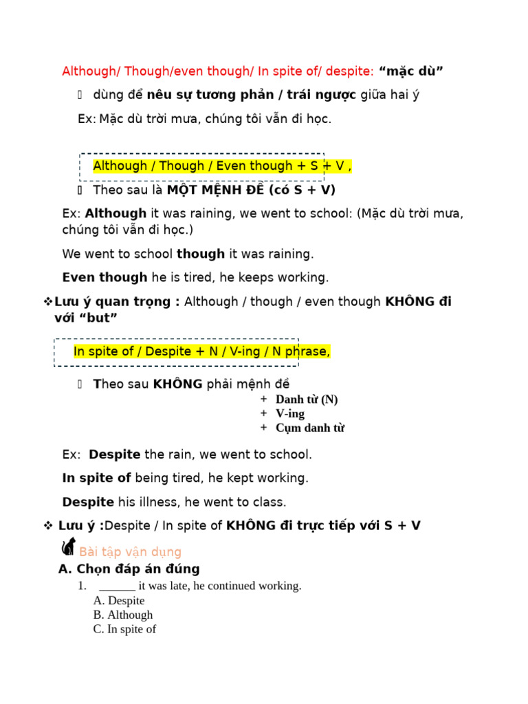 Although Despite | PDF