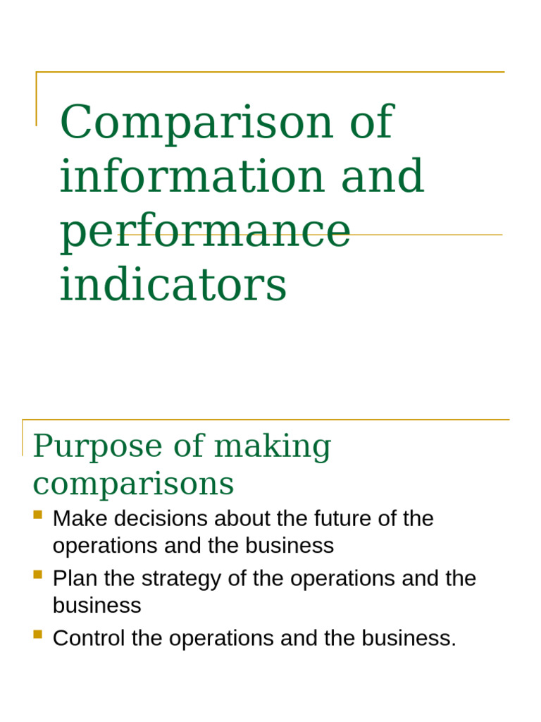 Comparison of Information and Performance Indicators | PDF | Revenue ...
