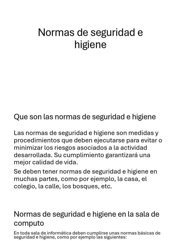 Normas de Seguridad e Higiene Esenciales | PDF