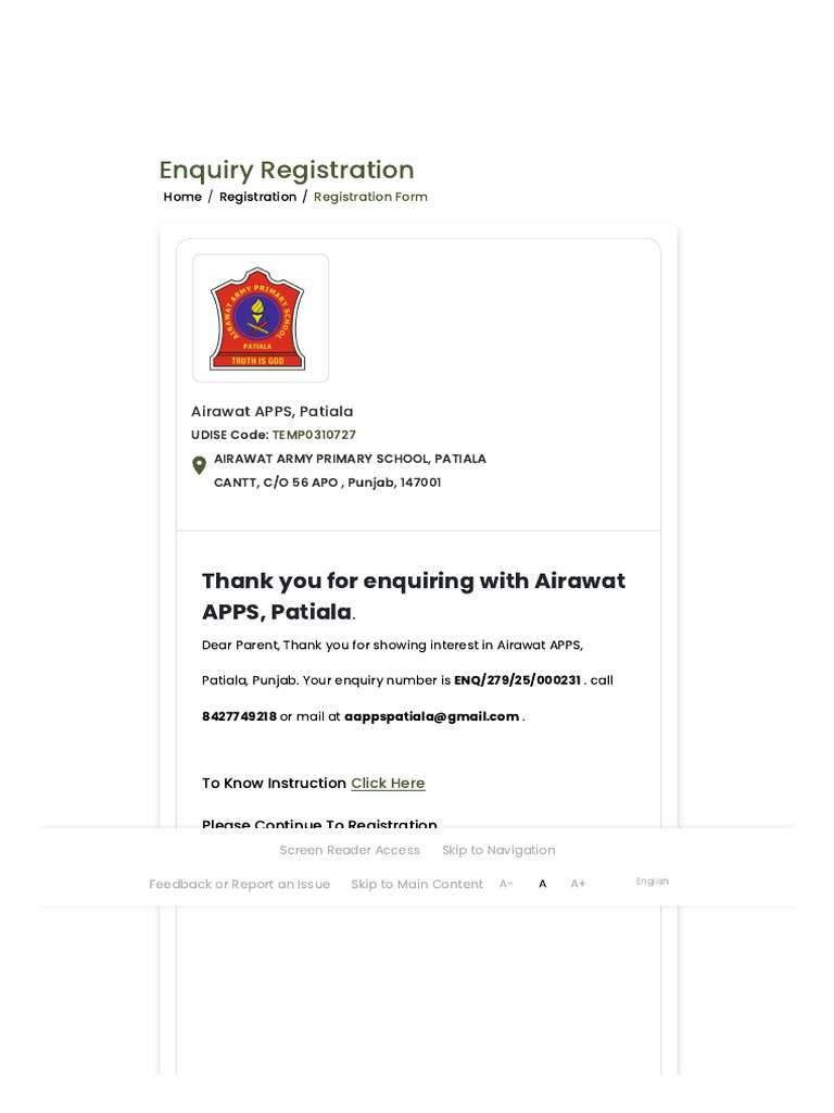 Airawat APPS Patiala Enquiry Registration | PDF