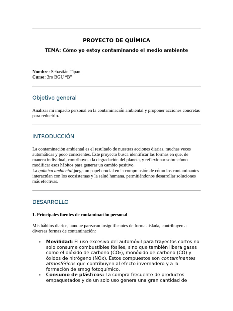 Mi Proyecto Perdón | PDF | Residuos | Contaminación