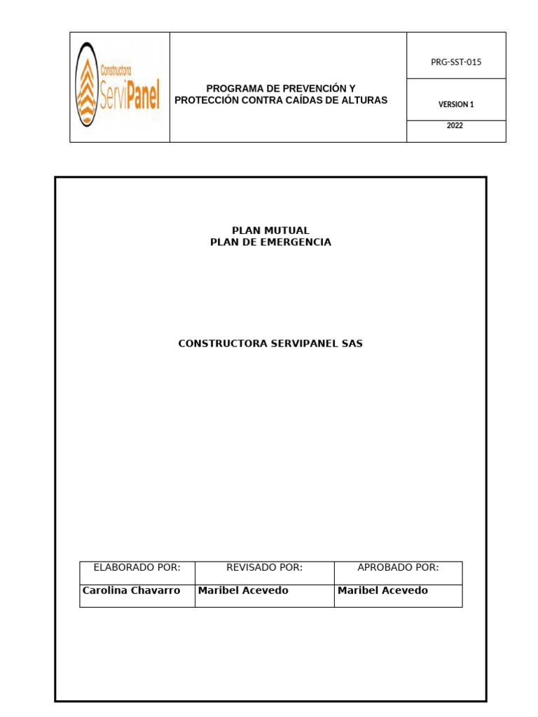 PRG-SST-015 Plan de Ayuda Mutua | PDF