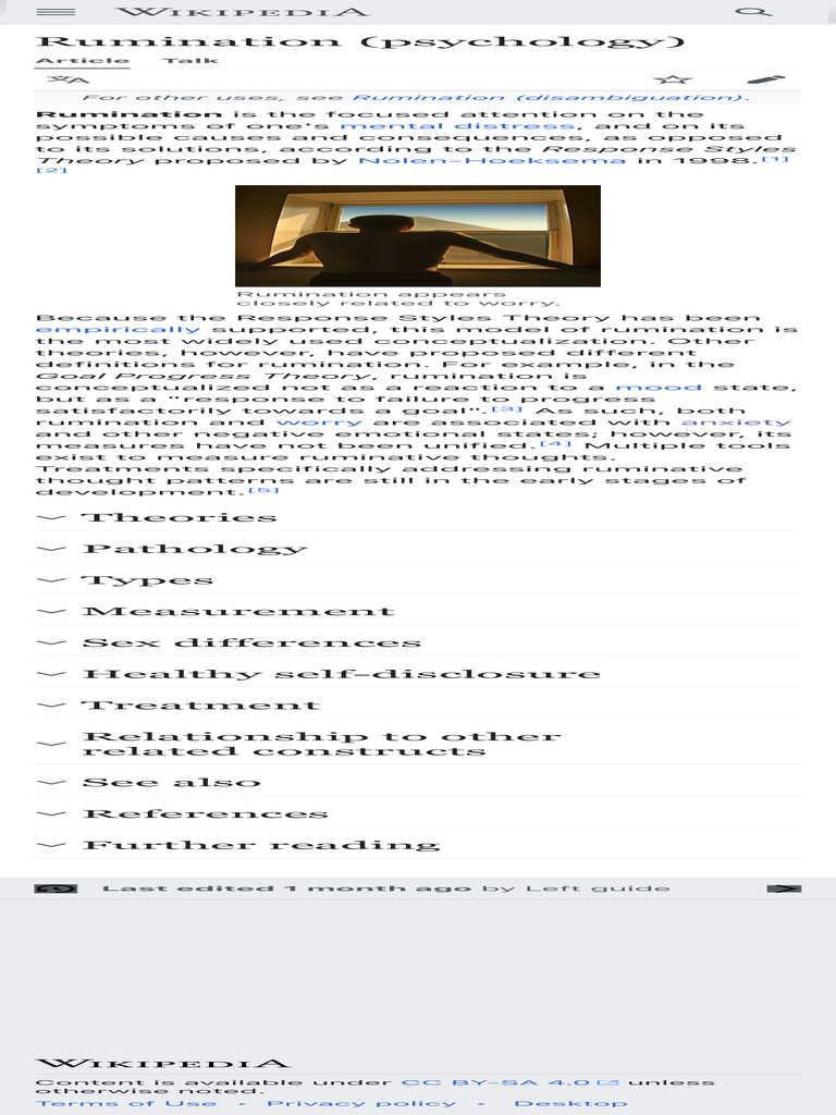 Rumination (Psychology) - Wikipedia | PDF